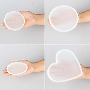 7 Pack Large Silicone Resin Mold for Phone Album, Desktop Decor, Coasters, Home Decoration, Gift, Tomorotec Epoxy Resin Molds DIY Casting Square, Rectangle, Ellipse, Heart Coaster Molds