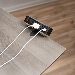 VIVO Clamp-on Power Strip, All-in-One Power Hub Desk Mount with 2 USB Ports, 4 AC Outlets, Tabletop Plugs with 6ft Cord, Black, DESK-AC120V