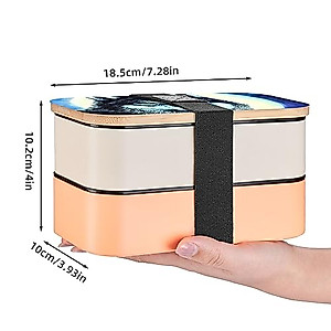 Wolf Under Moon Adult Lunch Box, Bento Box, With Cutlery Set Of 3, 2 Compartments, Rectangular, Lunch Box For Adults