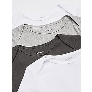 Carter's unisex baby 7-pack Long Sleeve Bodysuits Shirt, White/Grey, 6 Months US