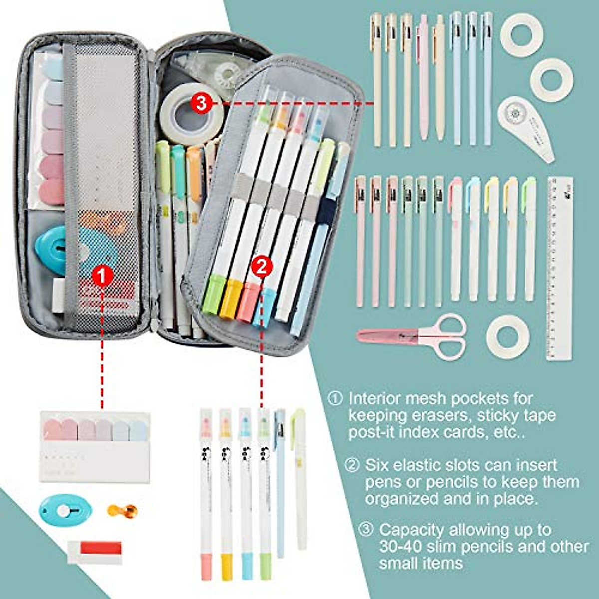 Tiyafuro Pencil Case, Portable Stationery Pencil Pouch, Handheld Pencil Bag with Zipper, Makeup Bag, Multifunctional Pen Pouch, for Boys Teens Adults Students School Office Supplies (Navy Blue)