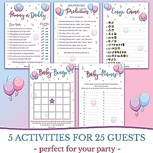 Gender Reveal Party Games - 5 Activities for 25 Guests - Double Sided Games