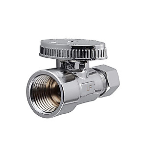 Minimprover 2 Pack Brass 1/2 Inch FIP x 3/8 Inch OD Compression Quarter Turn Straight Water Angle Stop Valve Shut Off