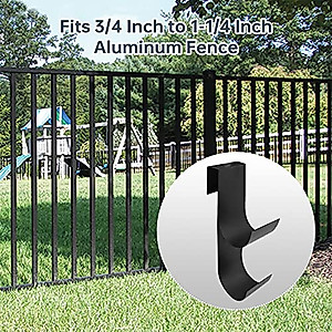 Jantens Set of 2 Fence Hooks, Heavy Duty Fence Hooks for Pool Poles, Pool Brush, Pool Skimmer, Pool Hose and Other Pool Equipment, Fits 3/4 Inch to 1-1/4 Inch Aluminum Fence or Railing, Black