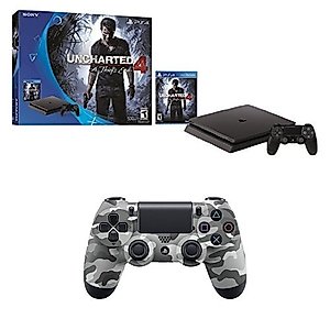 PlayStation 4 Slim 500GB Uncharted 4 Console + Extra Controller Bundle