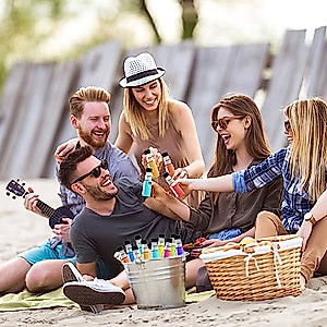 50 Pack 1 oz Mini Liquor Bottles,Clear Plastic Wine Bottles with Funnels,Airtight Plastic Spirit Bottle with Black Cap for Baby Shower, Weddings(30ml)