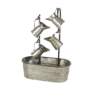 Deco 79 Metal Fountain with Watering Cans, 24" x 13" x 34", Gray