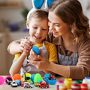 Opawel Easter Eggs Prefilled with Pull Back Car Toys, 14 Pcs Easter Eggs with Toys Inside for Kids Easter Egg Hunt, Colorful Toy Easter Egg Fillers for Kids Easter Basket Stuffers Easter Party Favors…