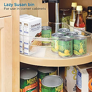 iDesign Recycled Plastic 1/4 Wedge Lazy Susan Turntable Organizer with Handle, Pantry, Bathroom & Recycled Plastic 3-Tier Stadium Spice Rack Organizer for Kitchen, Fridge, Freezer