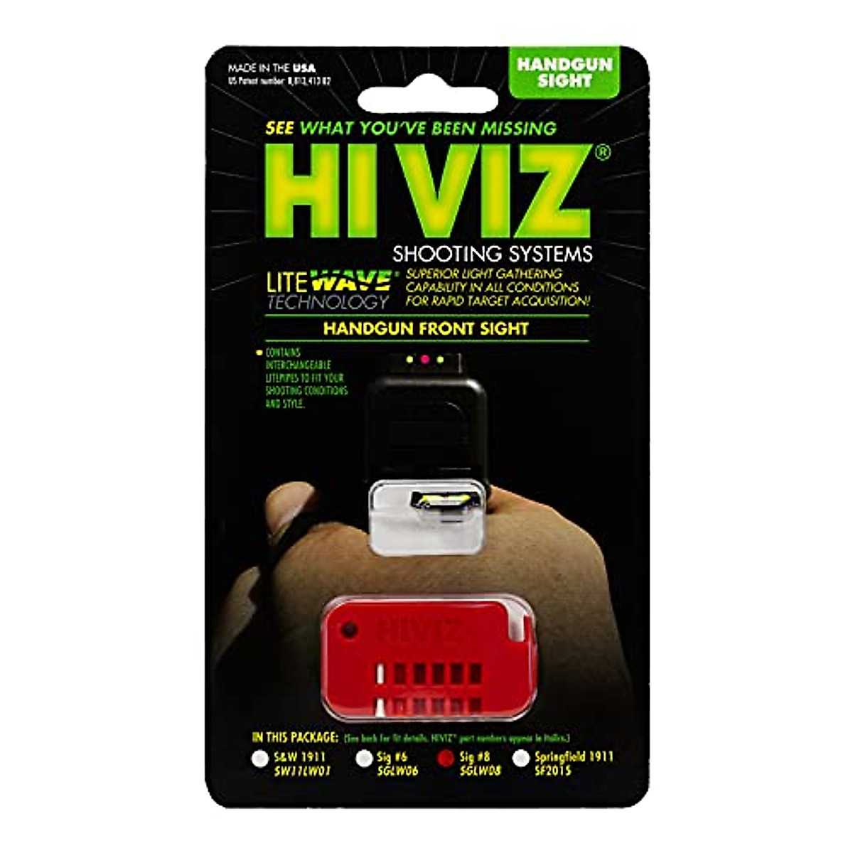 HiViz SGLW08 Interchangeable LITEWAVE Front Handgun Sight for Sig Sauer, 8