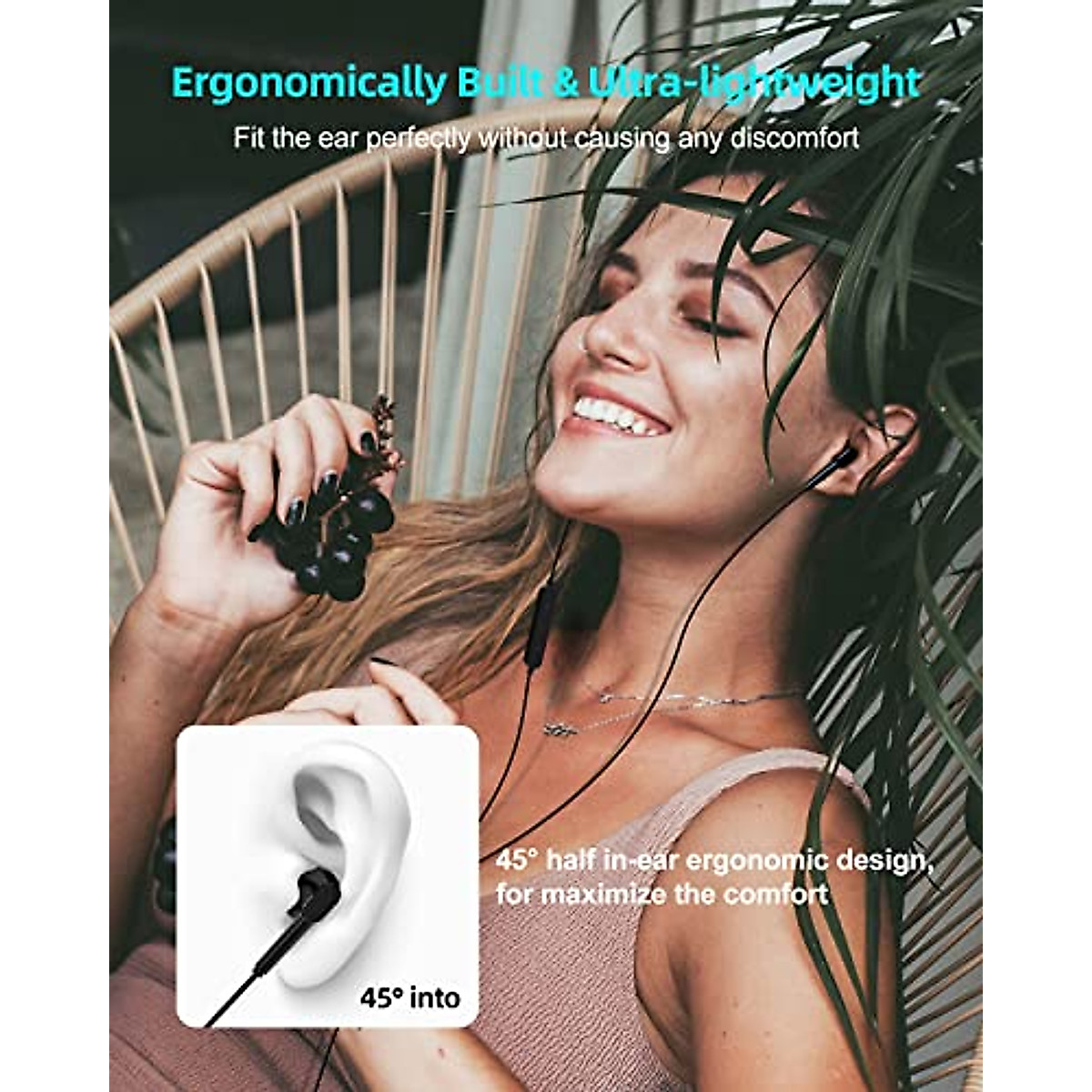 iFory USB C Earphones, HiFi Stereo Type C Earbuds Stereo in-Ear Earbud USB C Headphones with Mic and Volume Control Compatible with Google Pixel 3/2/XL, Sony XZ2, iPad Pro Black