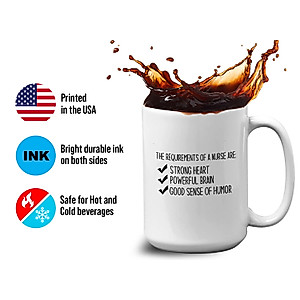 Bubble Hugs Nurse Coffee Mug 15oz White - The Requirements - Labor Clinical Certified Nursing Assistant Surgical Emergency Oncology Practitioner
