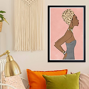 Wynwood Studio Fashion and Glam Framed Wall Art Prints 'Prowess Queen Blush' Home Décor, 13" x 19", Pink, Brown