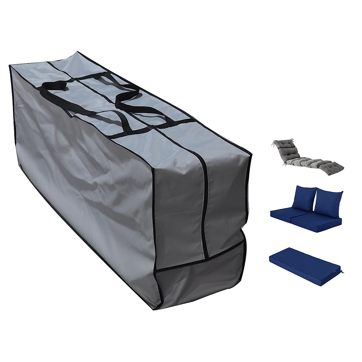 acoveritt Outdoor Rectangular Cushion/Cover Storage Bag, Protective Zippered Storage Bags with Handles, 50''L x 13''W x 20''H, Grey