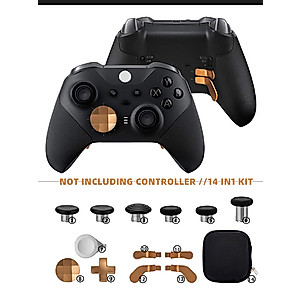14IN1 Metal Alloy Thumbsticks Trigger D-Pads Button Set for XBOX One Elite Series 2 (model 1797) Controller - Gold