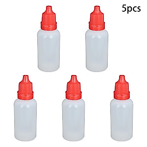 Bettomshin 5Pcs Wide Mouth Reagent Bottles, 60x26x8mm/2.36x1.02x0.31(LxODxID) 20ml PE Plastic Liquid Sealing Bottle, Cylinder Light Mouth Container Lab Sample Storage White Translucent with Red Cap