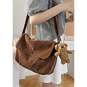 Women Corduroy Crossbody Bag Casual Corduroy Hobo Bags Large Shoulder Tote Bag Fashion Messenger Bag
