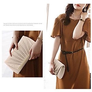 jessie Clutch Evening Bag for Women Purses Handbags Crossbody with Chain Elegant for Wedding Business Prom (Apricot)