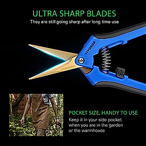 VIVOSUN 6-Pack 6.5 Inch Gardening Scissors Hand Pruner Pruning Shear with Titanium Coated Curved Precision Blades