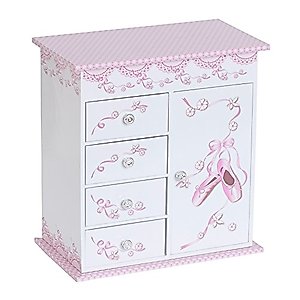 Mele & Co. Cristiana Girl's Musical Ballerina Jewelry Box (Ballet Slipper and Ribbon Design)