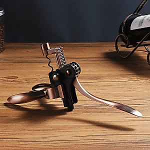 ORZ Rabbit Corkscrew Wine Opener, Easy Lever Corkscrew with No-Stick Worm, Lever Cork Wine Opener (Bronze)