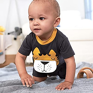 Gerber Baby Boys' 2-Pack Rompers, Grey Tiger, 3-6 Months