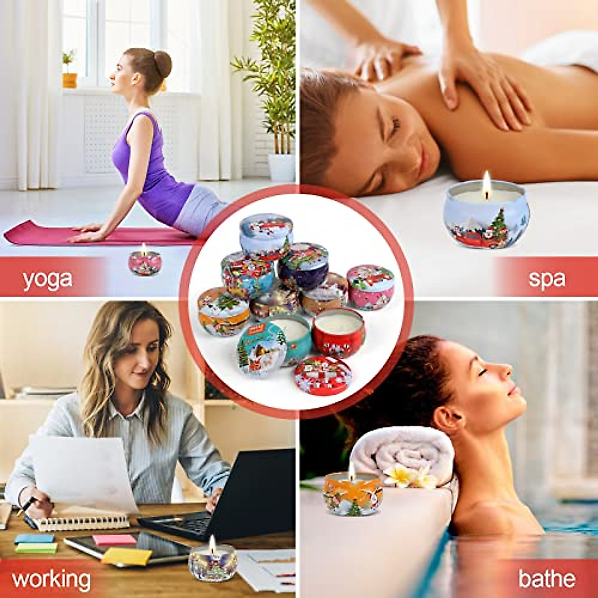 Christmas Scented Candles Gifts Sets: 9 Pack Natural Soy Wax Candle Set with Fragrance Essential Oil Perfect Women Valentine's Gift for Stress Relief and Aromatherapy