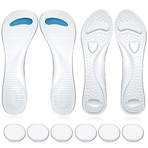 Haysandy 2 Pairs High Heel Cushion Inserts Women and 6 Pcs Gel Heel Pads, 3/4 Insoles Transparent Shoe Fillers Clear Gel Shoe Inserts for Women and Self Adhesive Soft Silicone for Ladies Sandals