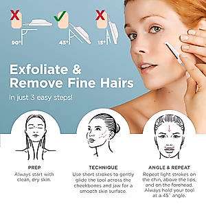 StackedSkincare Dermaplaning Kit for Face Exfoliation, Includes 3 Replaceable Blades & 3 Precision Blades, 7 Count