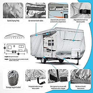 SavvyCraft ShieldAll Ultimate Travel Trailer Camper Cover, Heavy Duty RV Trailer Cover w/Access Panels fits 18 19 20 feet