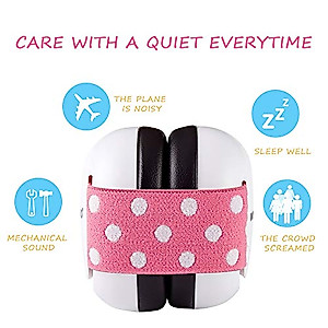 WORCBGIO Infant Ear Protection Headphones with Adjustable Elastic Headband&Comfortable White Muffs Baby Earmuff Helps Sleep Well & Reduce Noise (Gypsophila, Pink