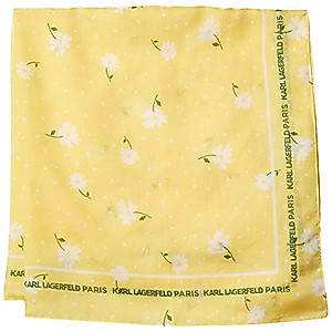 Karl Lagerfeld Paris Women's Printed Square Scarf, Deep Sunflower, One Size