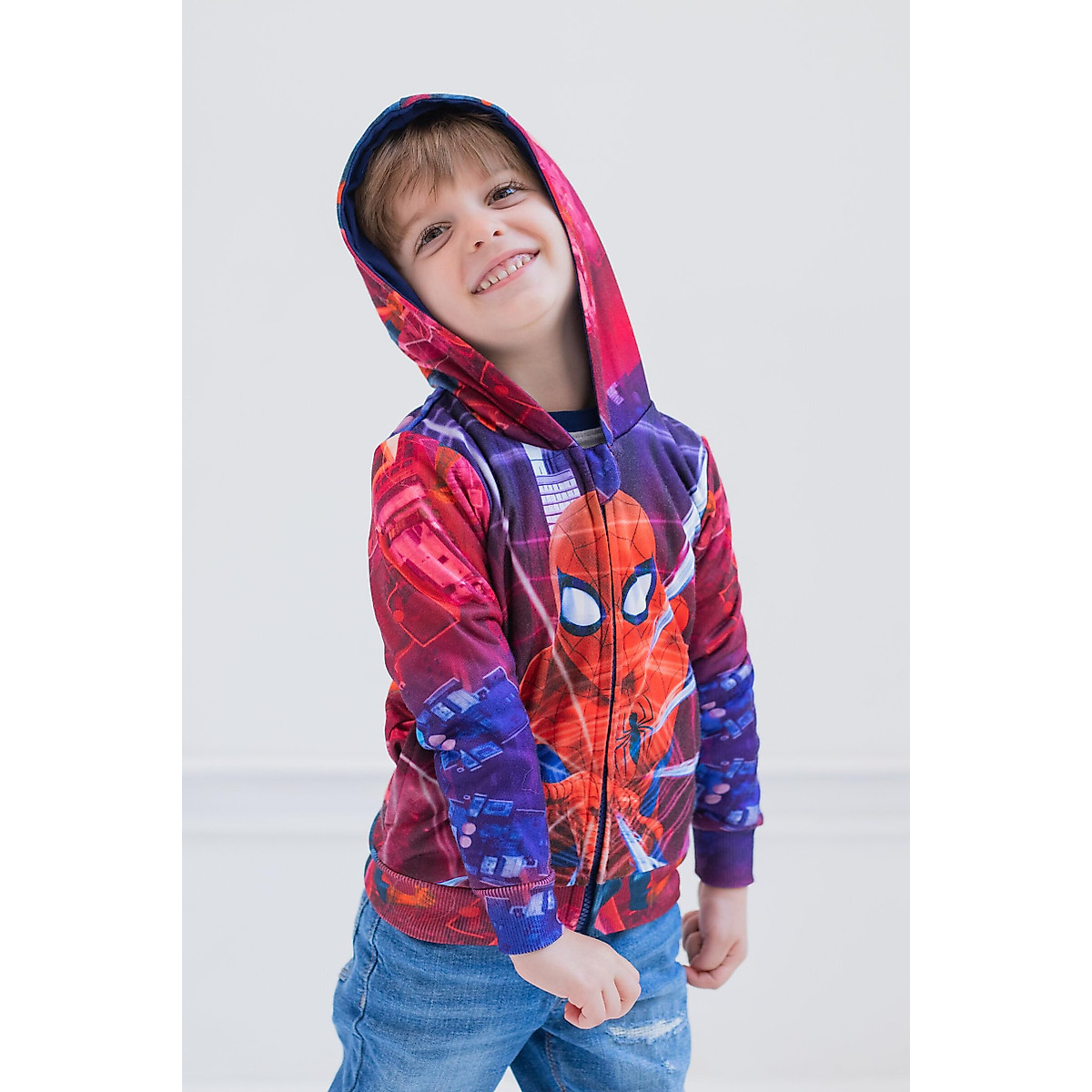 Marvel Spider-Man Little Boys Fleece Zip Up Hoodie Multicolor 7-8