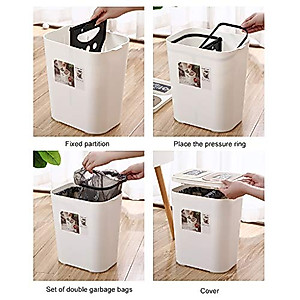 WXXGY Trash Can Double Recycling Waste Bin Twin Double Compartment Bin for Waste Separation for Waste Recycling for Kitchen Home/White