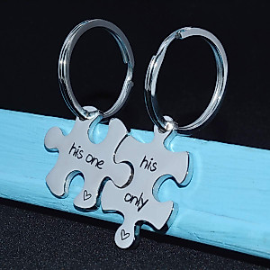 omodofo Puzzle Piece Keychains Set of 2 Gay Boyfriend Couples Jewelry LGBT Lesbian Girlfriend Valentines Day Wedding Gifts (His One & His Only (Keychain))