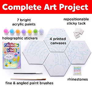 Faber-Castell Rainbow Vibes Wall Art Craft Kit - Paint and Decorate Your Own Unicorn Canvas Art, Unicorn Painting Kit for Kids, Arts and Crafts for Ages 6-8+, Purple