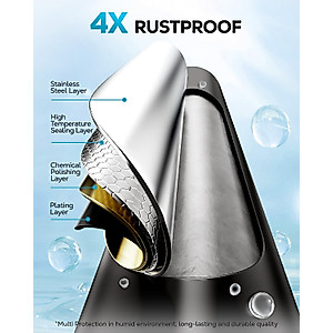 Nieifi Shower Caddy Shelf with Hooks Storage Rack Organizer Adhesive Stainless Steel Without Drilling for Bathroom, Lavatory, Washroom, Restroom, Shower, Toilet, Kitchen - 2 Pack (Black)