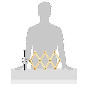 Symak 92324-3PK Lot of 3-Home-Aide Hook Wood Wall Peg Rack-Wooden Expanding Accordian Style, White