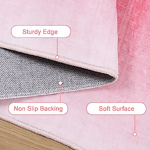 Collive Hot Pink 5x7 Area Rugs for Bedroom Girls, Contemporary Ombre Nursery Rug Washable Non-Slip Living Room Rugs, Soft Cute Baby Bedside Carpet for Dorm Playroom, Kids Room