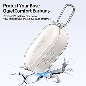 Bose QuietComfort Earbuds Case Cover, Filoto Hard Protective Case for Bose QuietComfort Noise Cancelling Earbuds with Carabiner Keychain Accessories for Men Women (Clear)