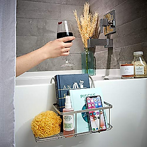 iDesign 23825EU Everett Drill Bathroom Storage, Small Metal Hanging Tray, Bath Caddy for Soap, Cosmetics, Books, Tablet and Phone, Matte Silver, 30.7 cm x 26 cm x 17 cm