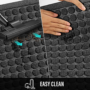 HIYARD Front Door Mat, Heavy Duty Welcome Door Mat Indoor Outdoor, Absorbent Doormat, Sturdy Non Slip Rubber, Stain and Fade Resistant, Low Profile Entry Mat for Outdoor Entrance, 29×17, Grey