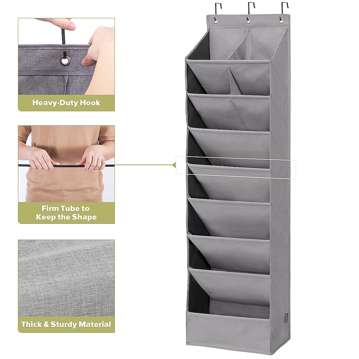 STORAGEIDEAS 2 Pack Shoe Organizer with 6 Extra Large Pockets and 4 Large Pocket, Over the Door Sturdy Closet Storage Rack, Hanging Shoe Organizer for Shoes, Sneakers, Grey