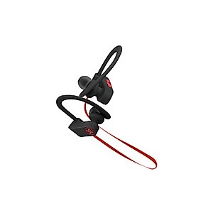 Klipxtreme JogBudz II Sports Earphones with Mic Lightweight Water-Resistant Earbuds with Ear Hooks Compatible with Siri and Google Voice, Wireless Headphones (Red)