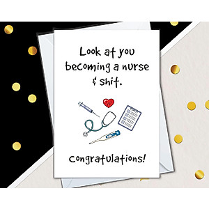 Nurse Graduation Card, Nursing School Graduate, Becoming a Nurse Congrats, Congratulations Grad Card for Nurses (Look At You)