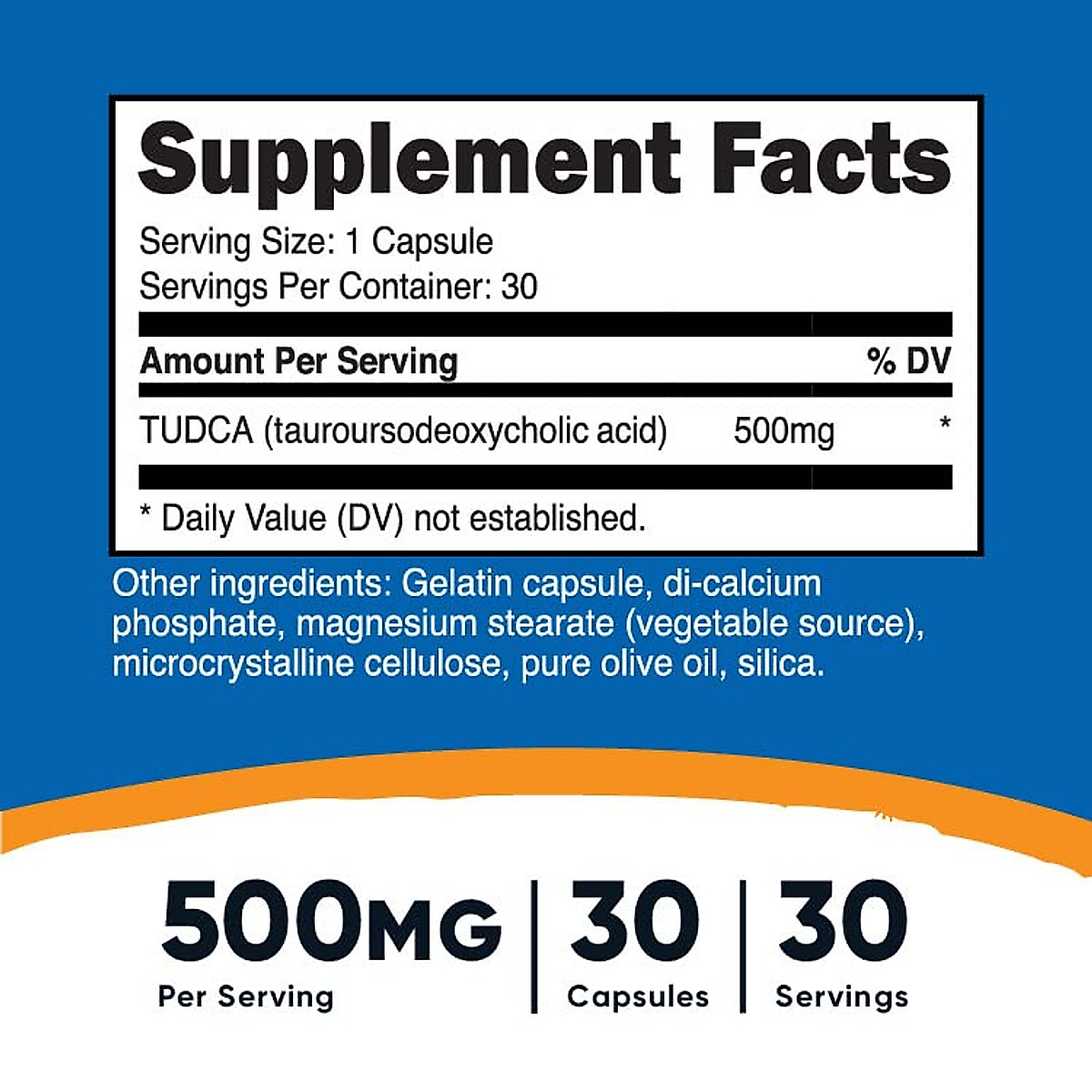 Nutricost Tudca 500mg, 30 Capsules (Tauroursodeoxycholic Acid) - Premium Quality, Gluten Free