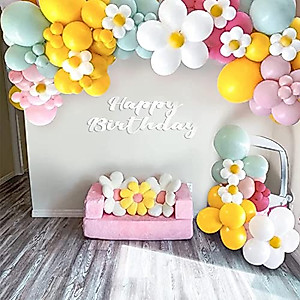DIY Daisy Balloon Garland,147PCS Daisy Balloon Arch Kit, Retro Hippie Boho Macaron Pastel Balloons Garland for Baby Shower Bridal Wedding Daisy Birthday Party Decorations