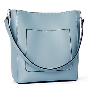 BROMEN Hobo Bags for Women Leather Handbags Designer Shoulder Bucket Crossbody Purse Blue