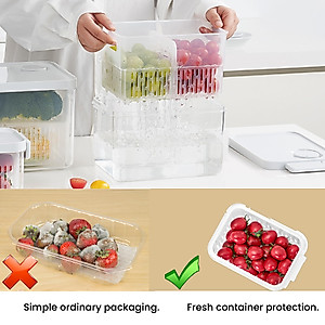vacane Fruit Storage Containers for Fridge 3.8 Cup, Produce Containers with Colanders, Dishwasher Safe Berry Containers, BPA-Free Produce Storage Container, Keep berries Fresh