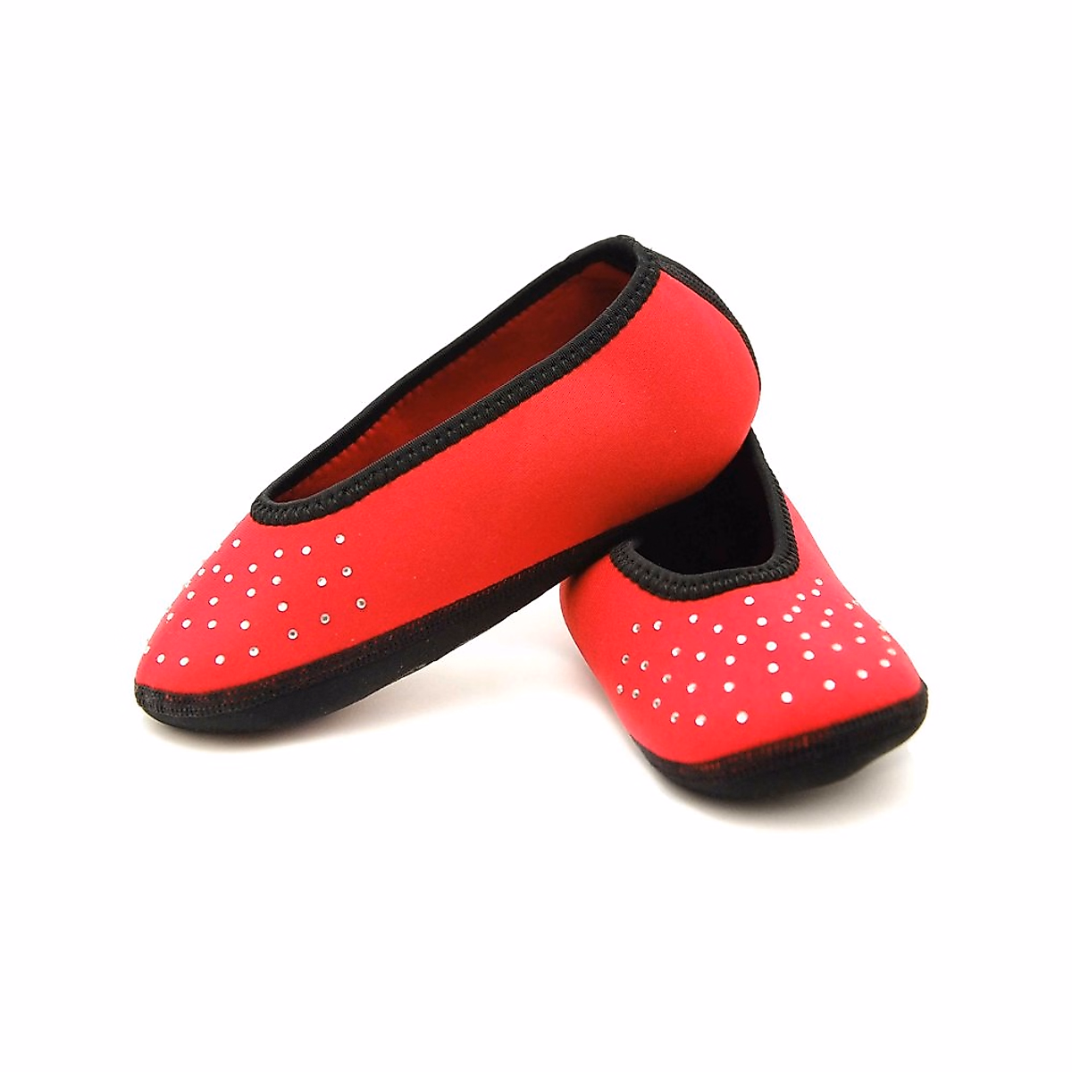NuFoot Sparkle Ballet Flats Women's Shoes, Best Foldable & Flexible Flats, Slipper Socks, Travel Slippers & Exercise Shoes, Dance Shoes, Yoga Socks, House Shoes, Indoor Slippers, Red, Large